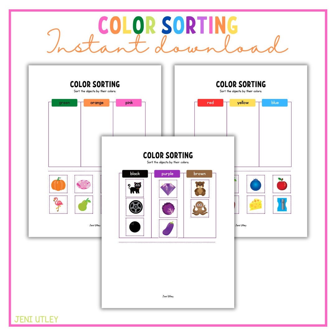 Color Sorting Worksheet for Preschoolers | Learn Colors - Etsy
