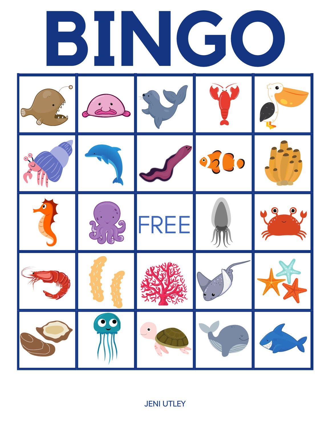 Ocean Learning Activity Ocean Bingo Learning Game Make - Etsy