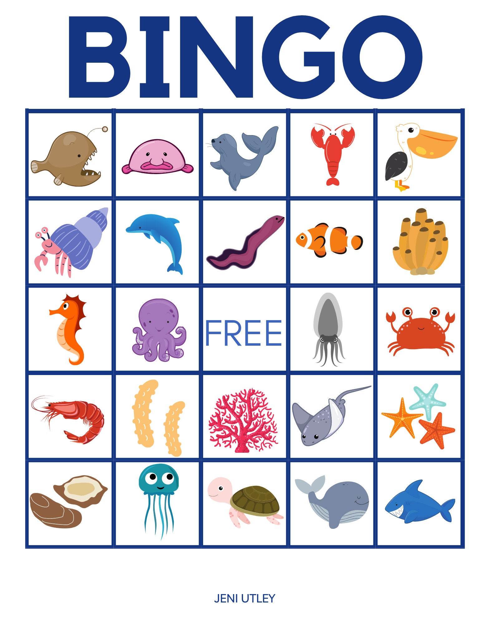 Ocean Learning Activity Ocean Bingo Learning Game Make - Etsy