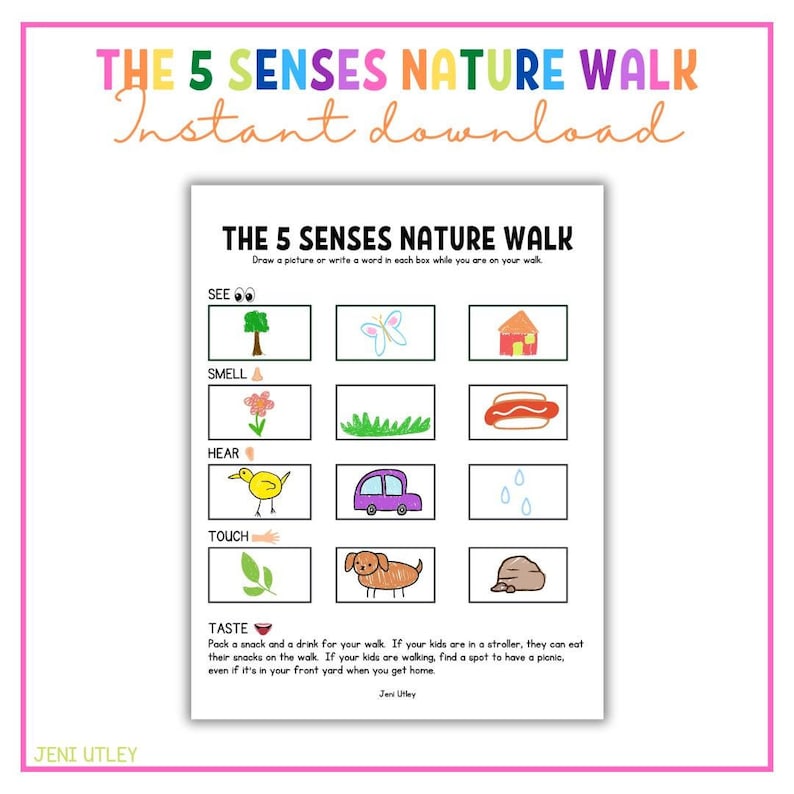 Five Senses Nature Walk Activity | Homeschool Printable (digital ...