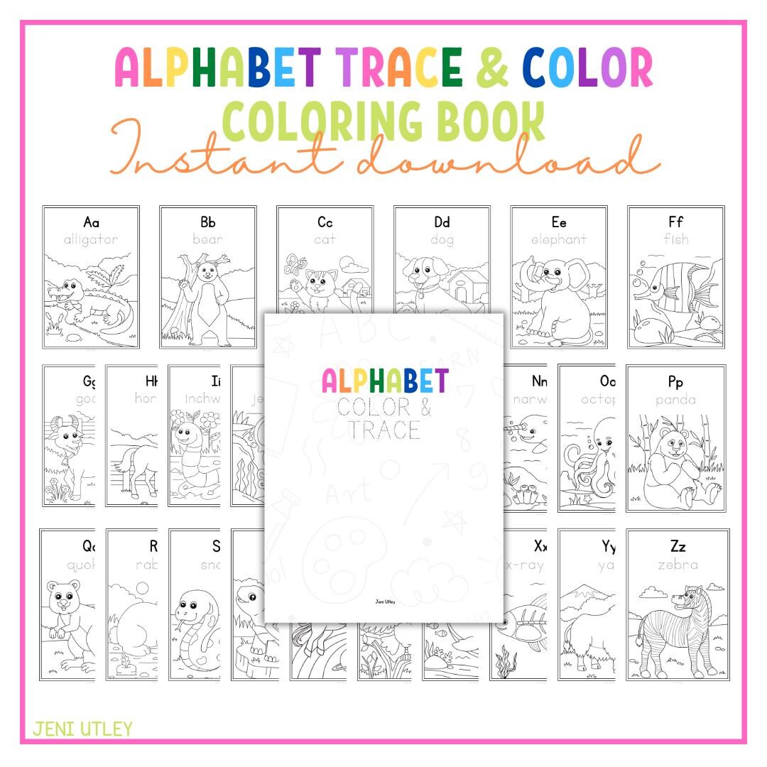 Alphabet Animal Coloring Book | Trace & Color A-Z (PDF Printable) - Etsy