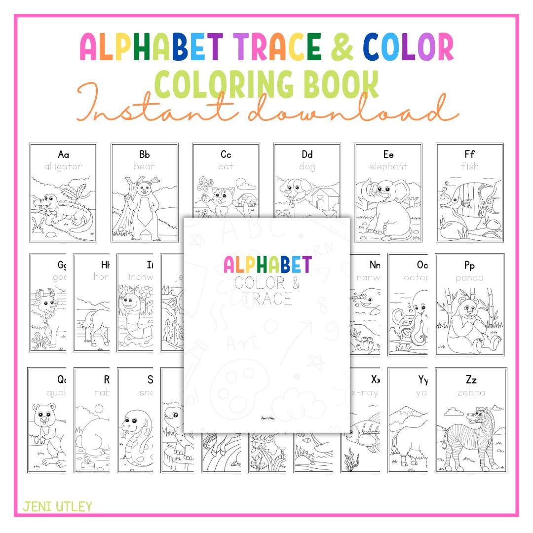Alphabet Animal Coloring Book | Trace & Color A-Z (PDF Printable) - Etsy