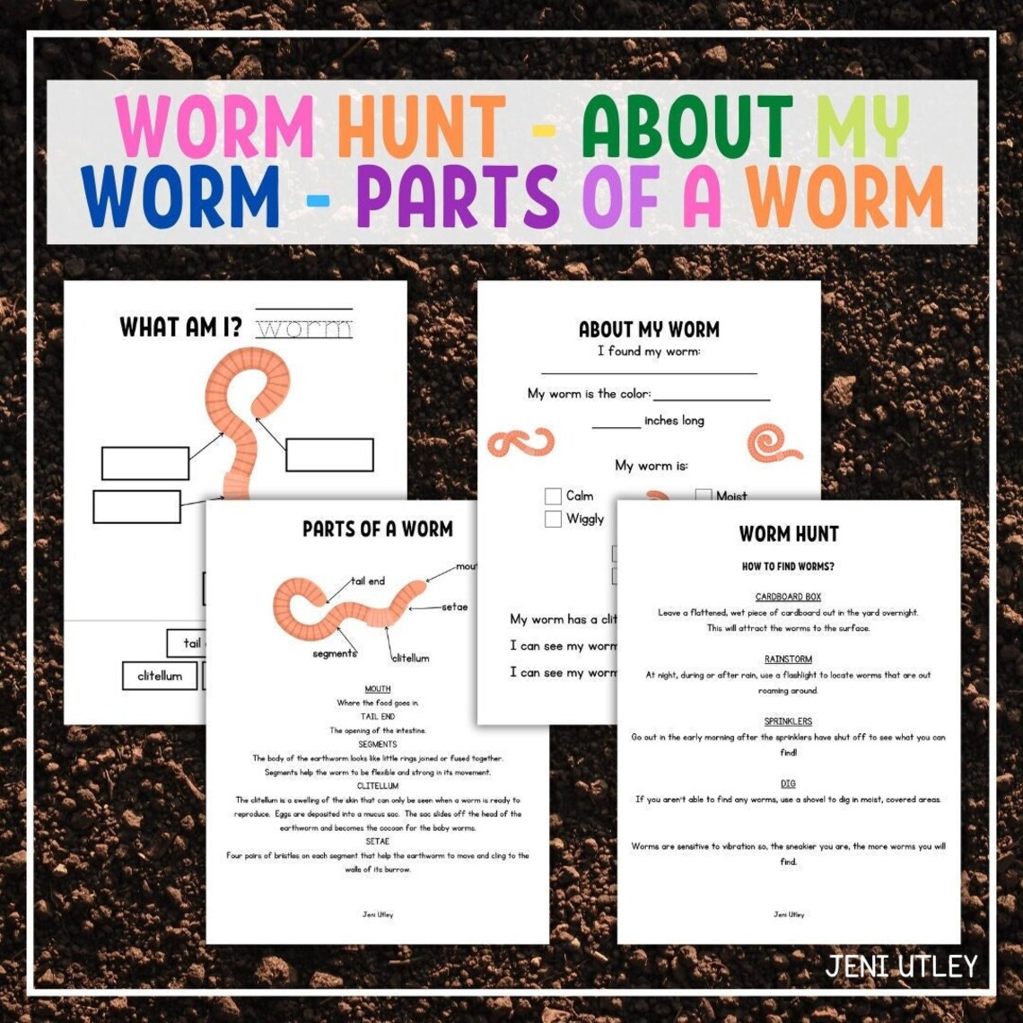 Worm Hunt - About My Worm - Parts of a Worm | Preschool Science ...