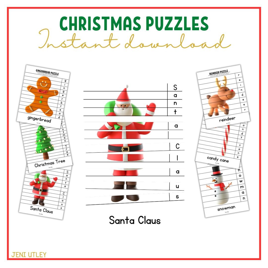 Christmas Puzzles | Letters and Sounds | Hands-on - Etsy