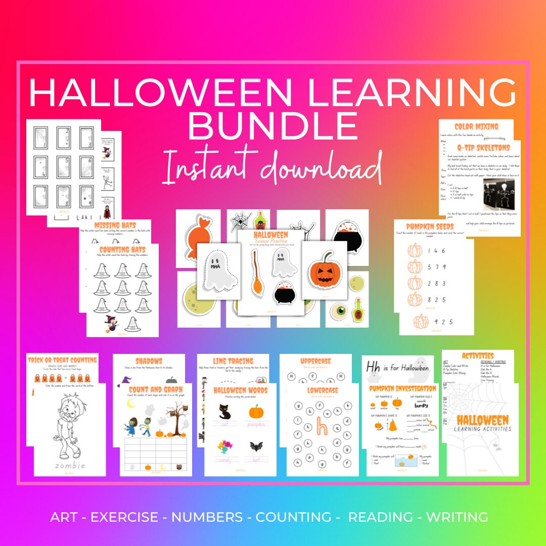 Halloween Learning Bundle Halloween Homeschool Preschool Kindergarten ...