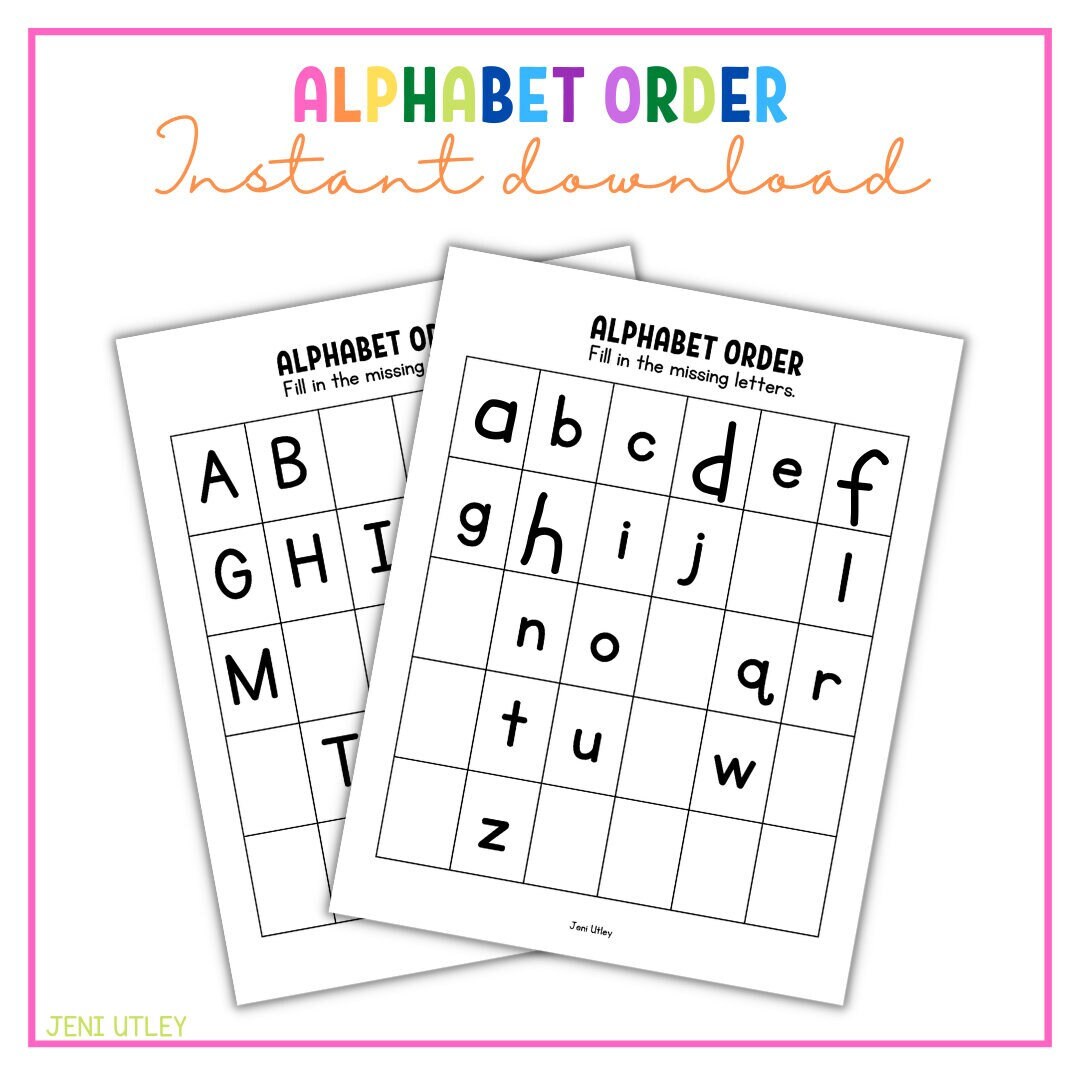 Alphabet Order - Alphabet Practice - Preschool Worksheet Activity - Etsy