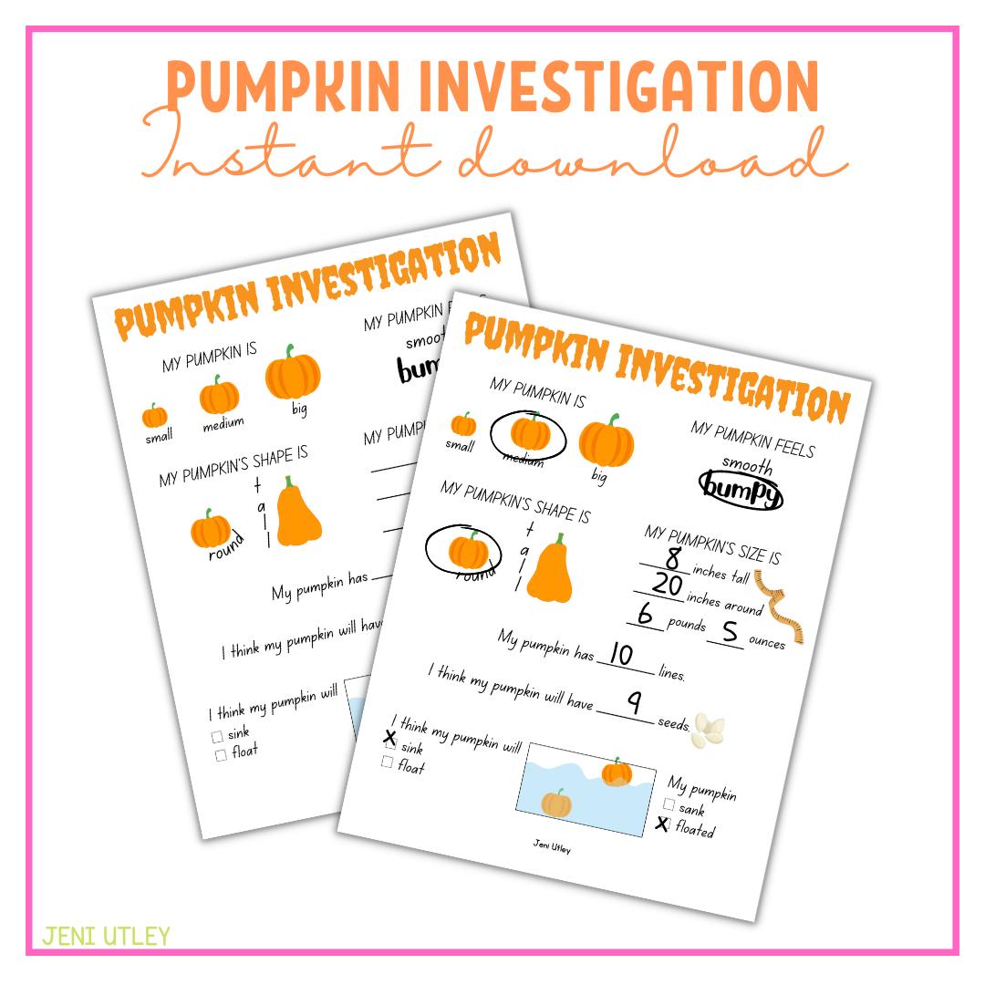 Pumpkin Investigation | Halloween | Fall | Homeschool | Preschool ...