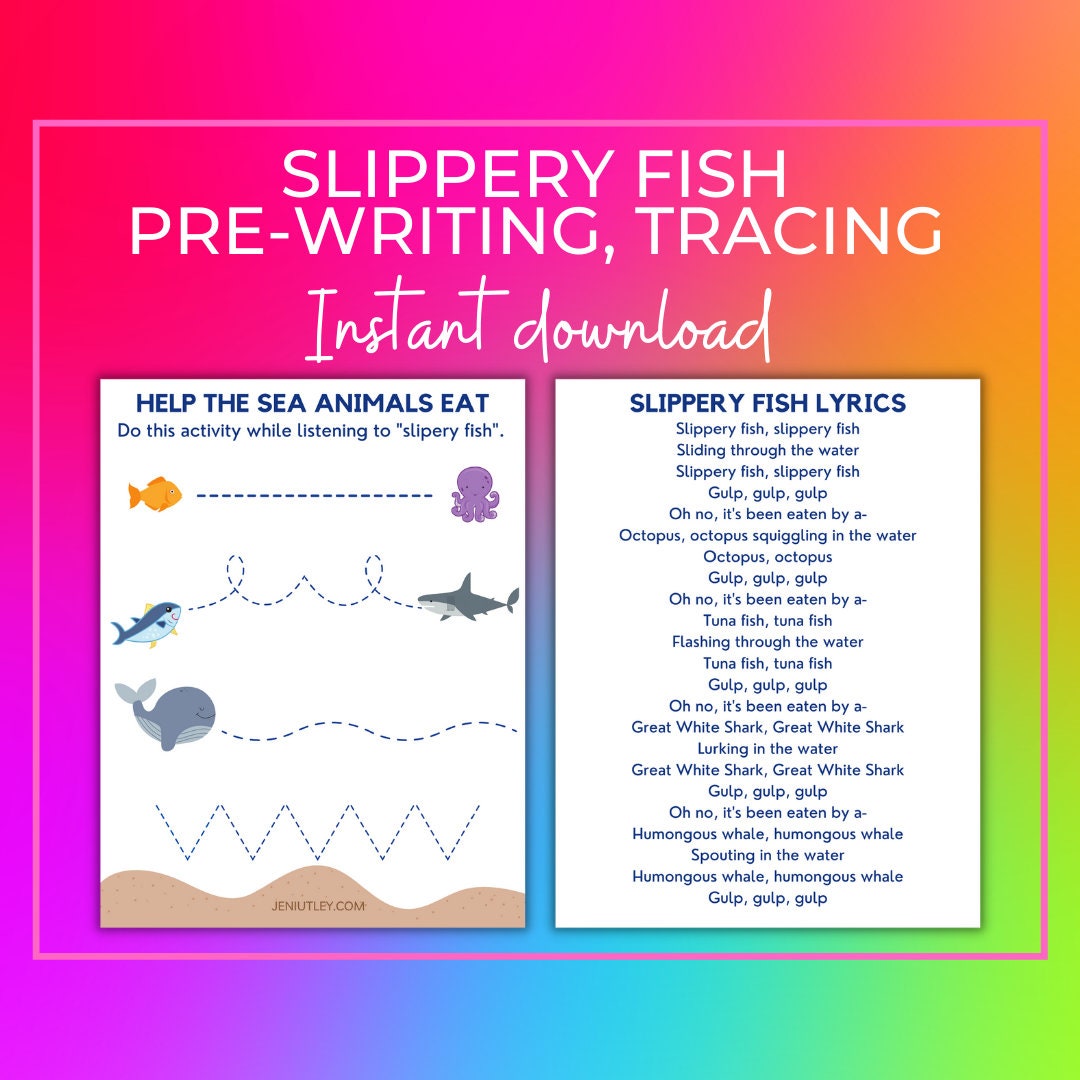 Ocean Learning Activity Pre-writing Tracing Slippery Fish Song ...