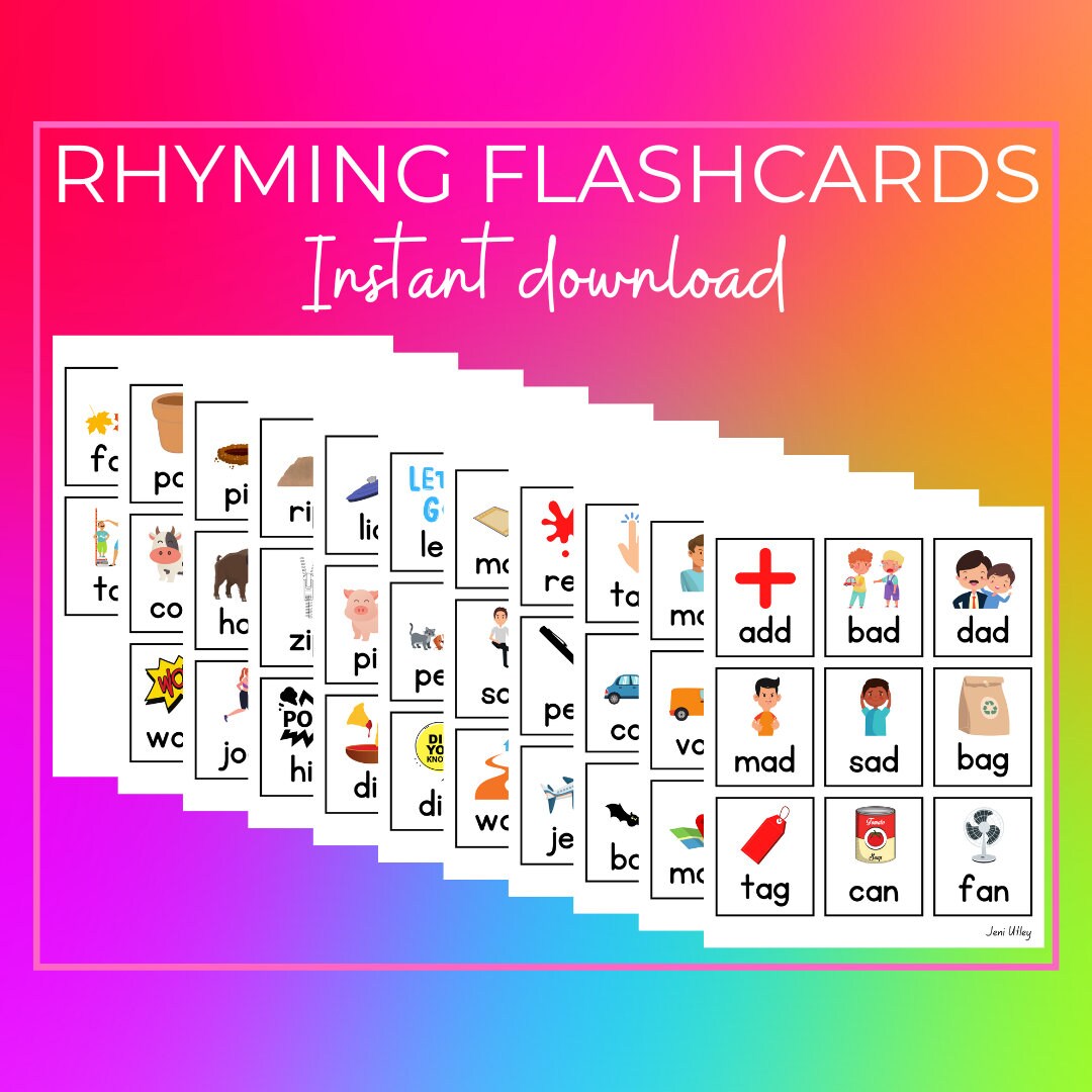 Rhyming Flashcards for Preschool Learning - Etsy