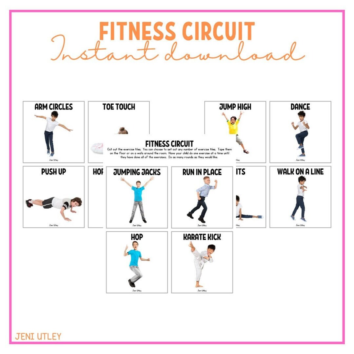 Preschool Fitness Circuit Cards | Brain Break Exercise (digital ...