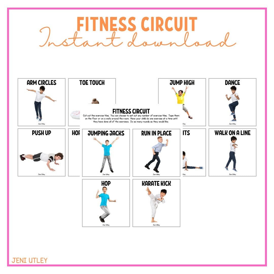 Preschool Fitness Circuit Cards | Brain Break Exercise (digital ...