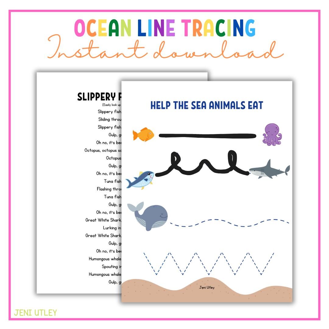 Ocean Line Tracing | Pre-writing | Tracing | Slippery Fish - Etsy