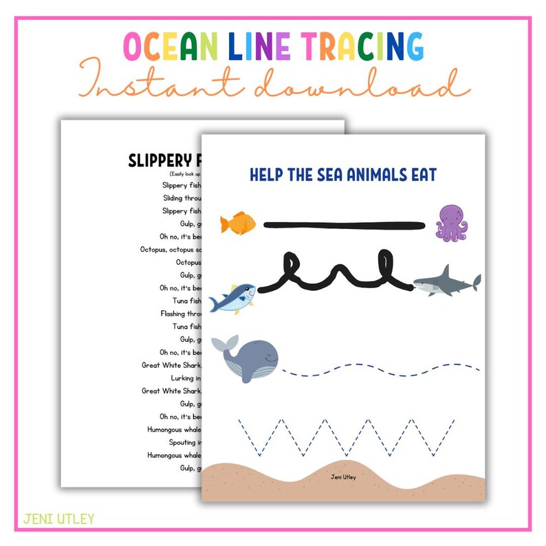 Ocean Line Tracing | Pre-writing | Tracing | Slippery Fish - Etsy