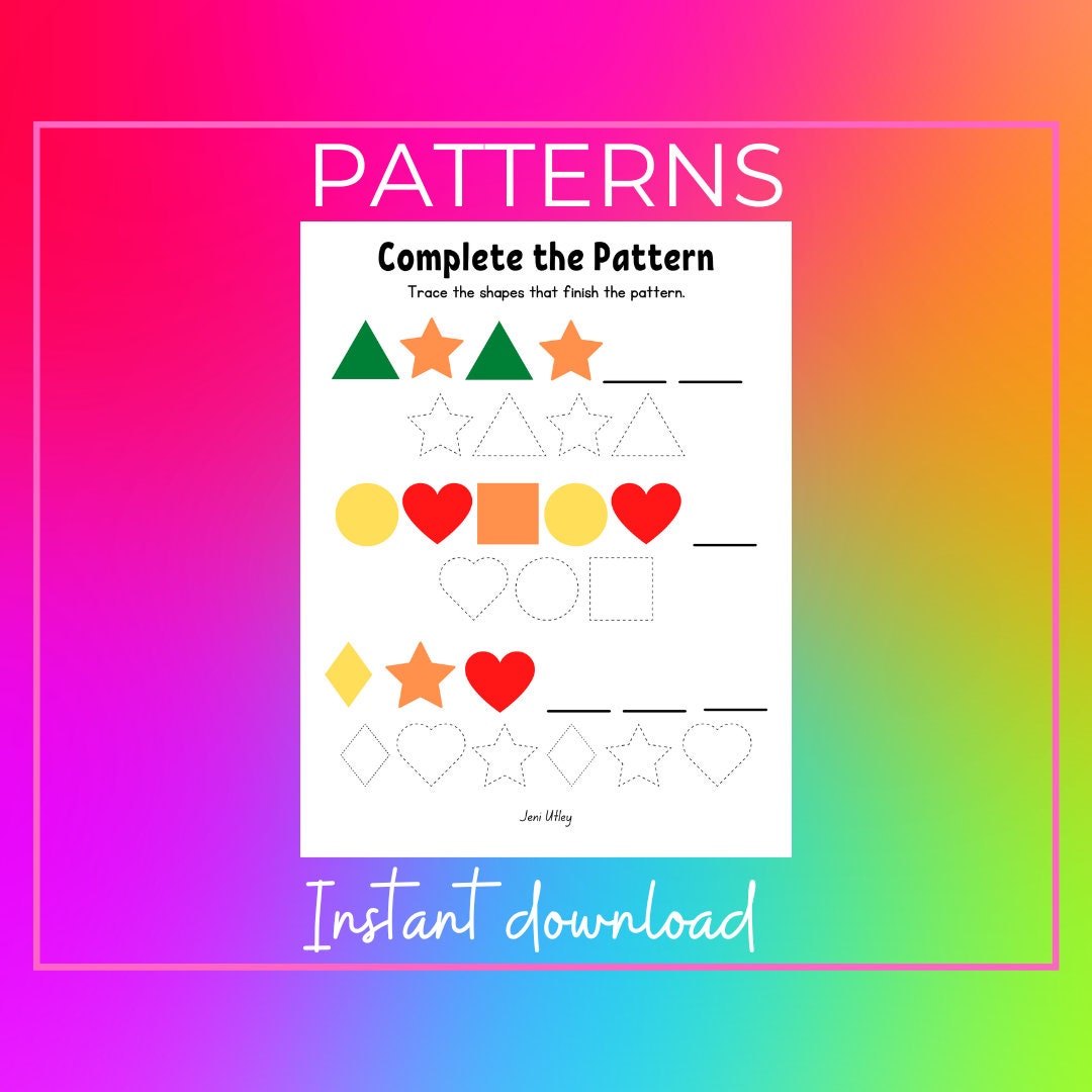 Patterns Patterns for Preschoolers Preschool Printable - Etsy
