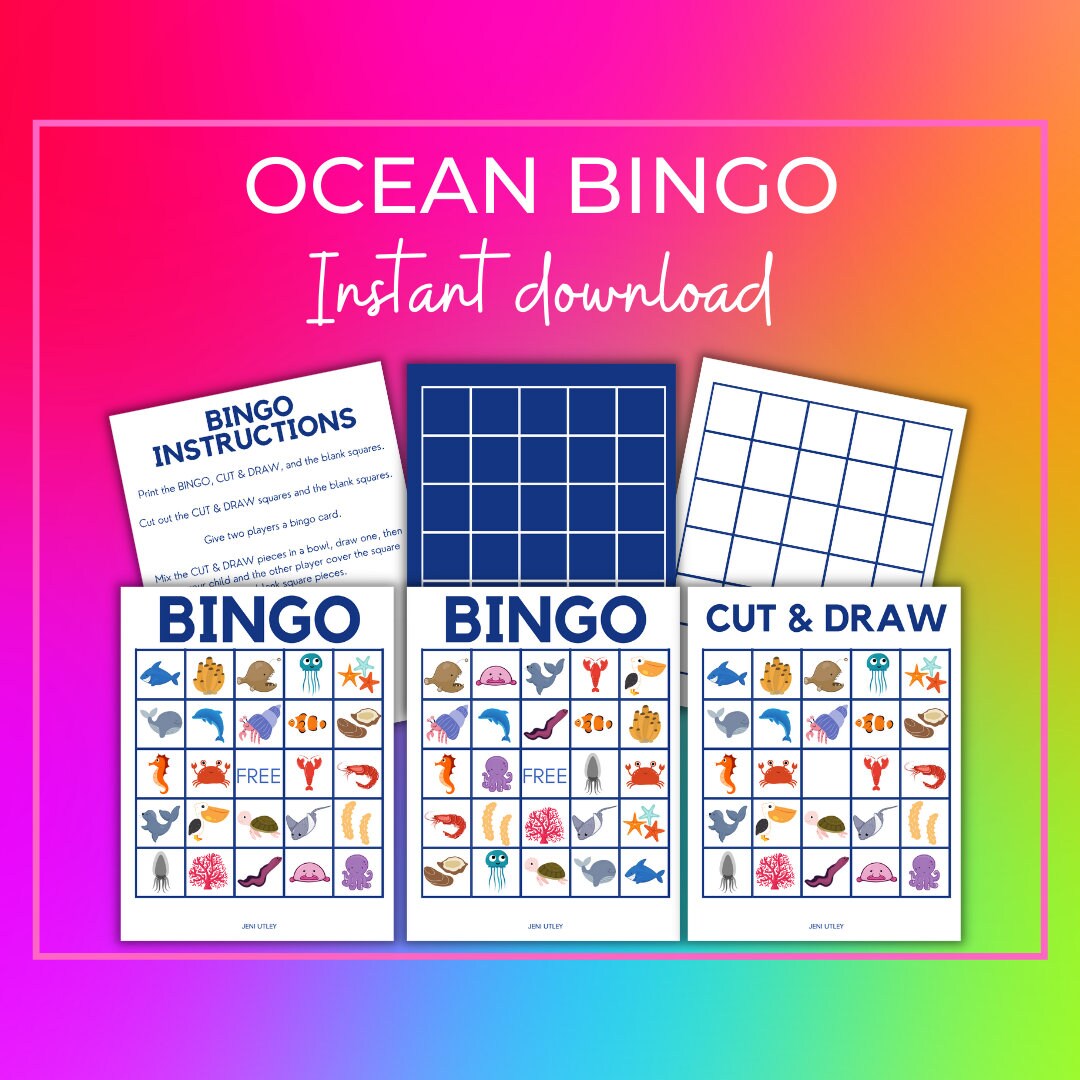 Ocean Learning Activity Ocean Bingo Learning Game Make - Etsy
