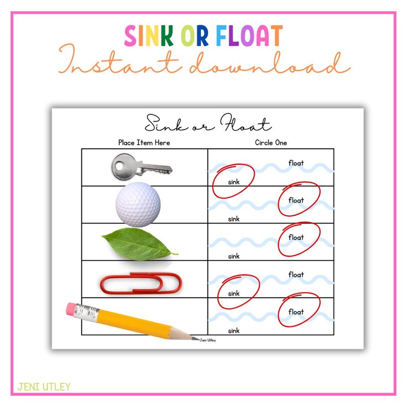 Sink or Float Activity - Preschool Fun! - Etsy