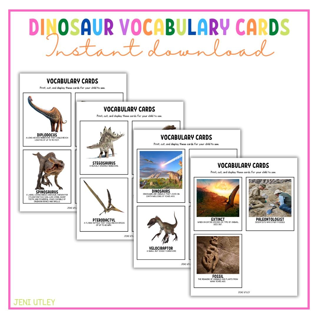 Dinosaur Vocabulary Cards - Etsy