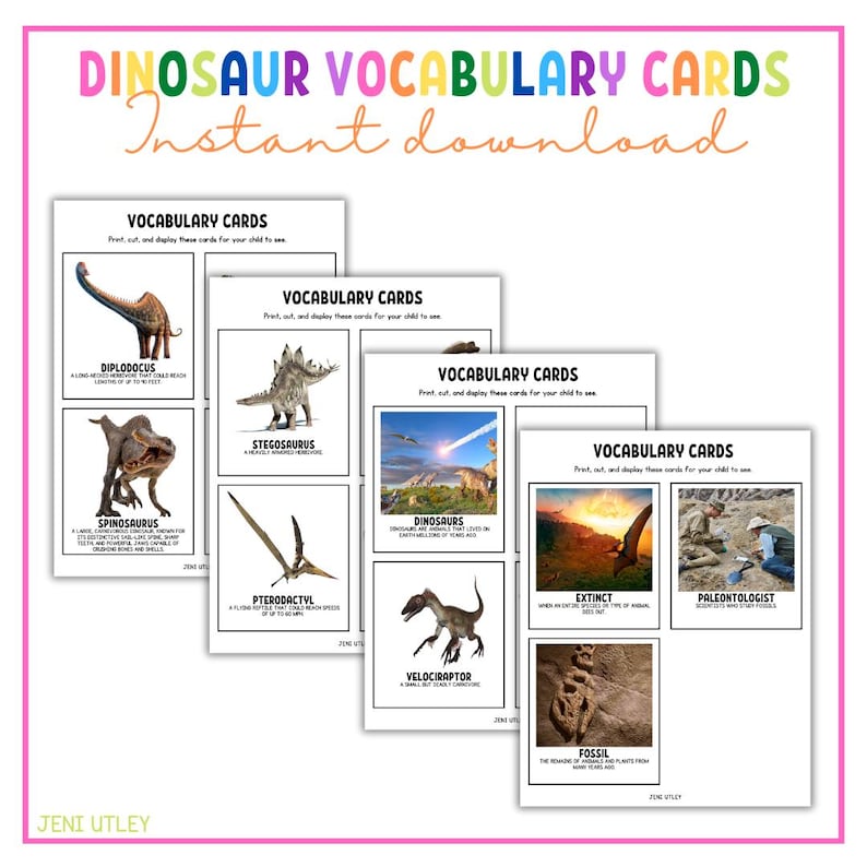 Dinosaur Vocabulary Cards - Etsy