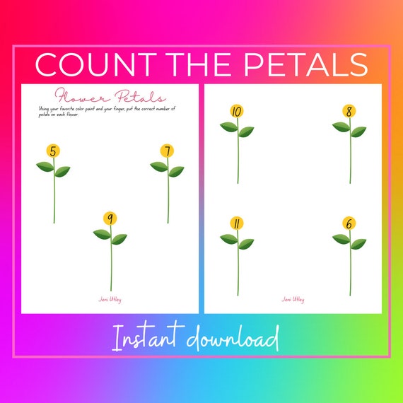 Flower Counting Activity Preschool Counting Printable - Etsy