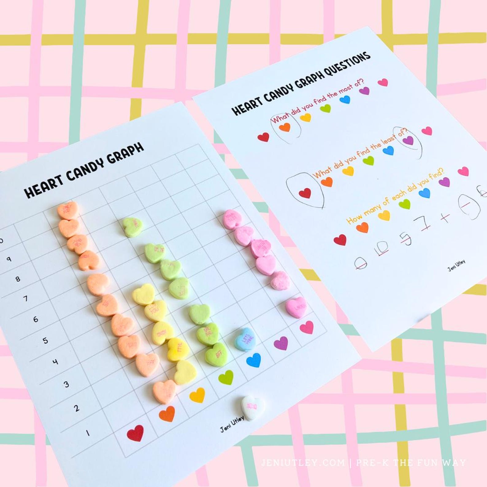 Valentine's Day Math Activity | Candy Heart Graph Printable | Preschool ...