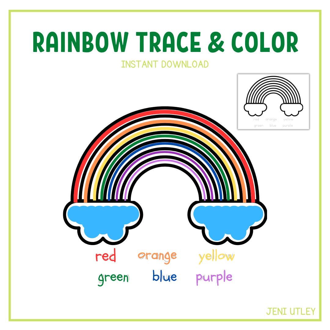 St. Patrick’s Day Rainbow Trace and Color Printable – Color Words ...