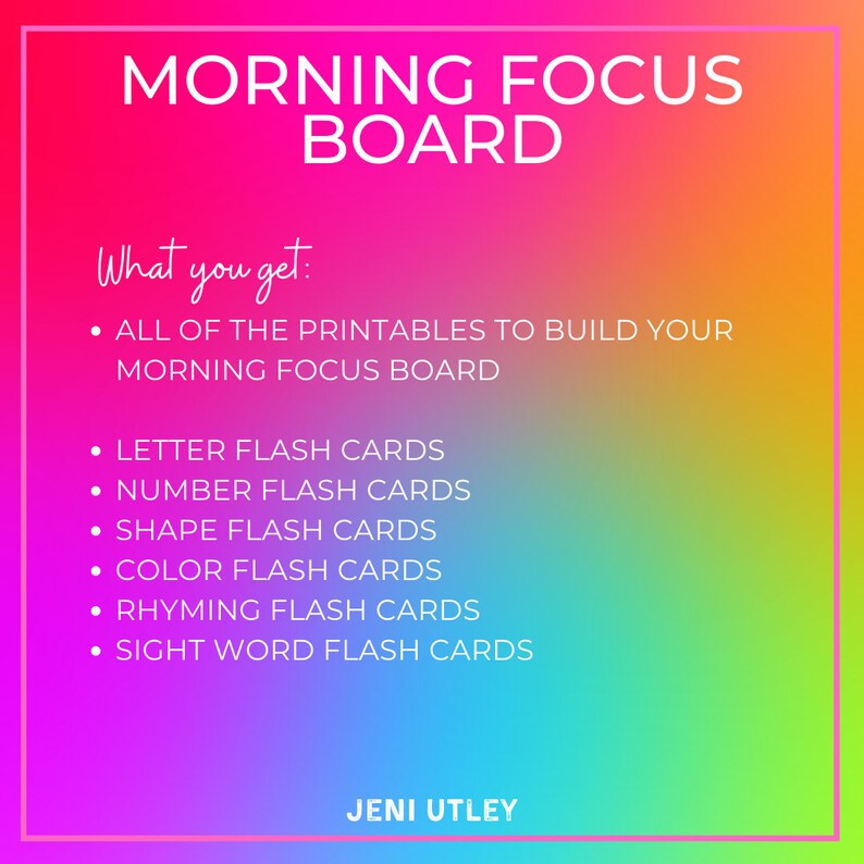 Preschool Morning Focus Board | Circle Time Flash Cards (printable) - Etsy