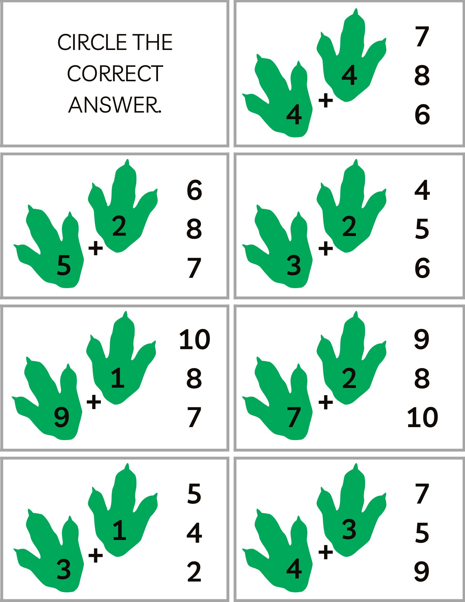 Basic Math Worksheets Addition Worksheets Number Problems Dinosaurs ...