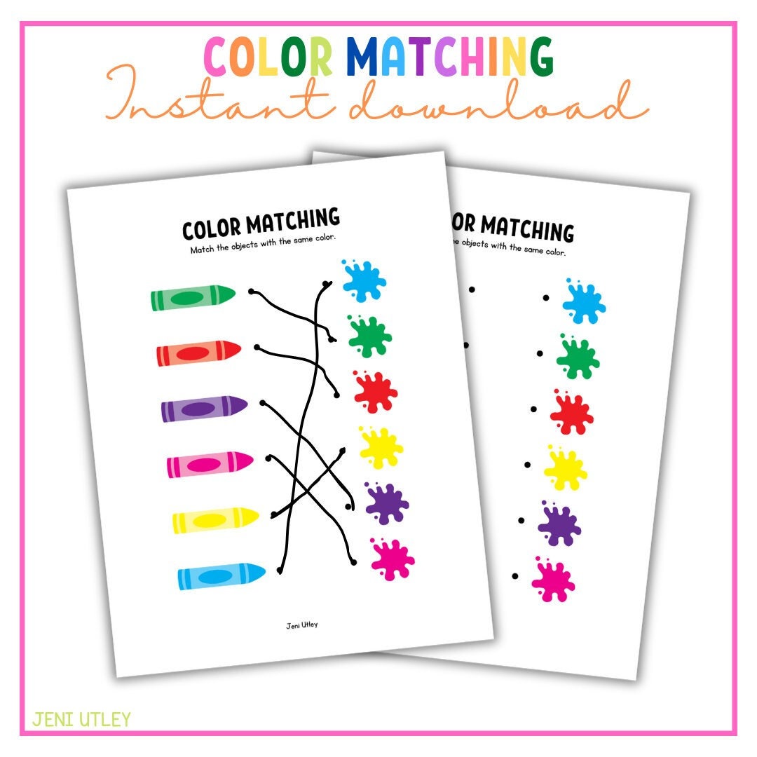 Color Matching Worksheet for Preschoolers | Learn Colors - Etsy