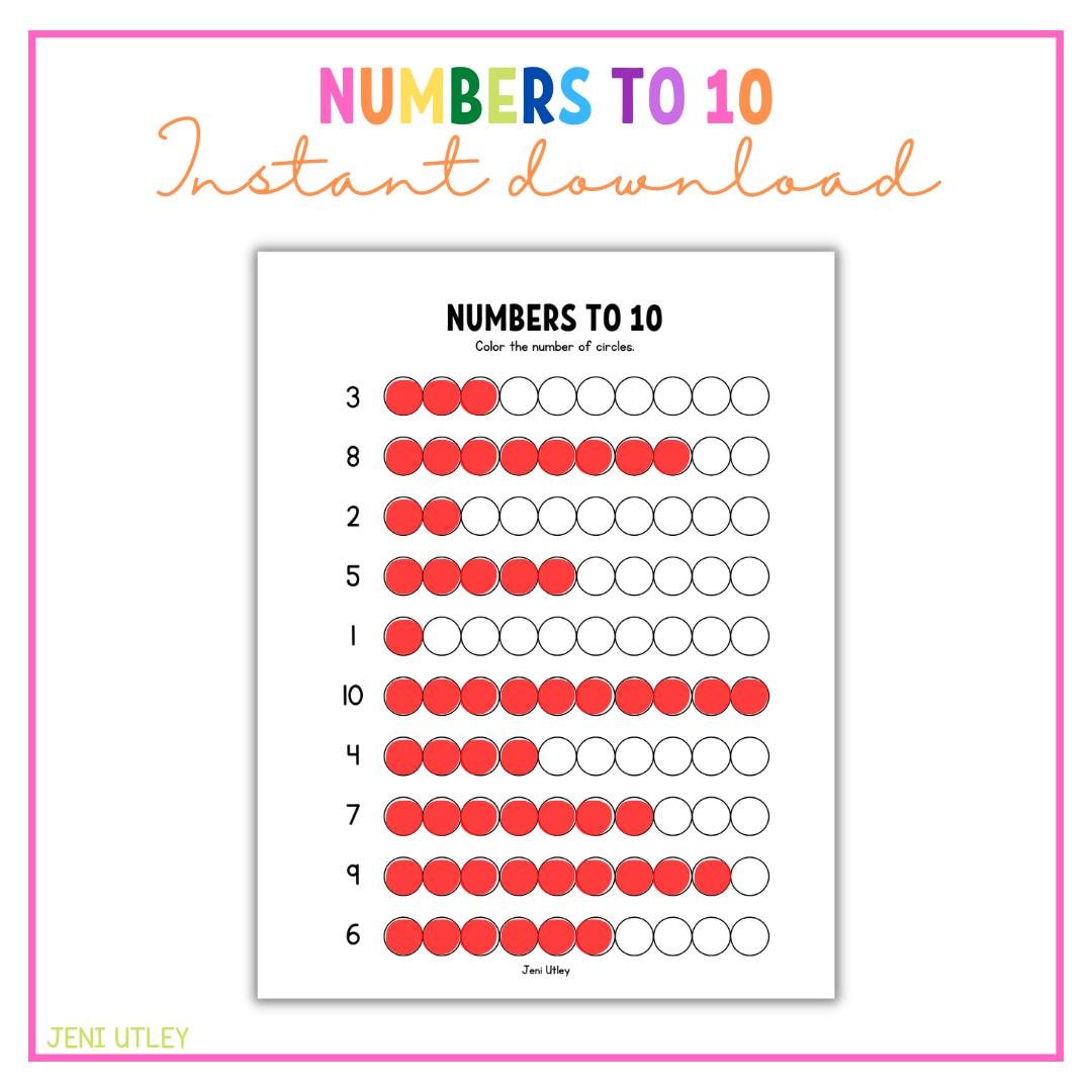 Numbers to 10 | Preschool Worksheet - Etsy