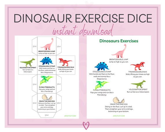 Dinosaur Exercise Dice Game Exercise Game Exercise Dice | Etsy