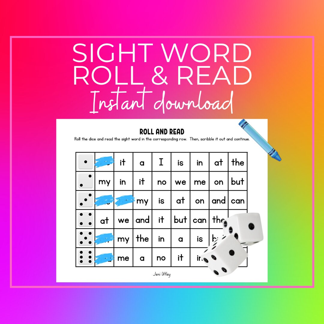 Sight Word Roll and Read Game for Preschool - Etsy