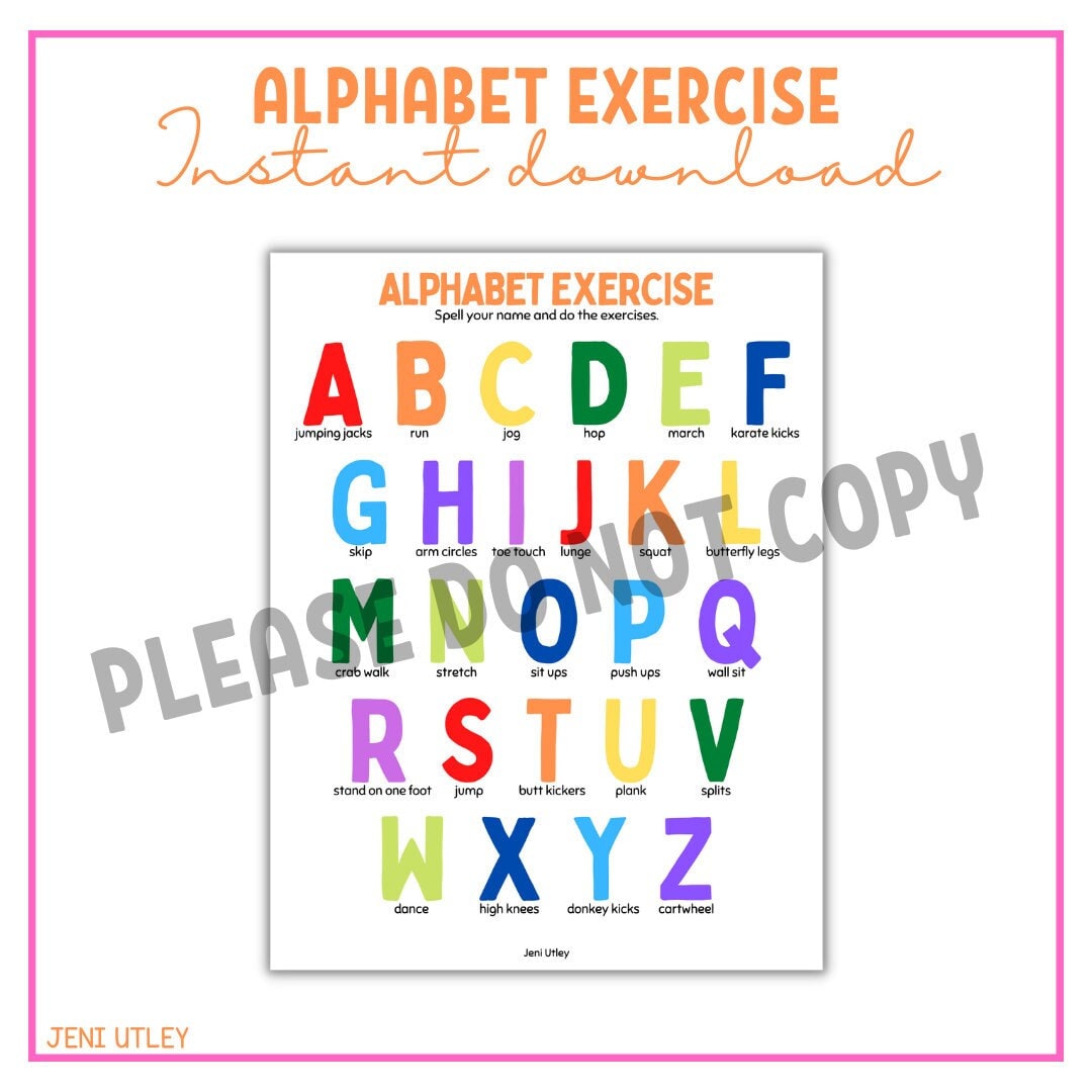 Alphabet Exercise | Preschool Fitness | Preschool Brain Break - Etsy