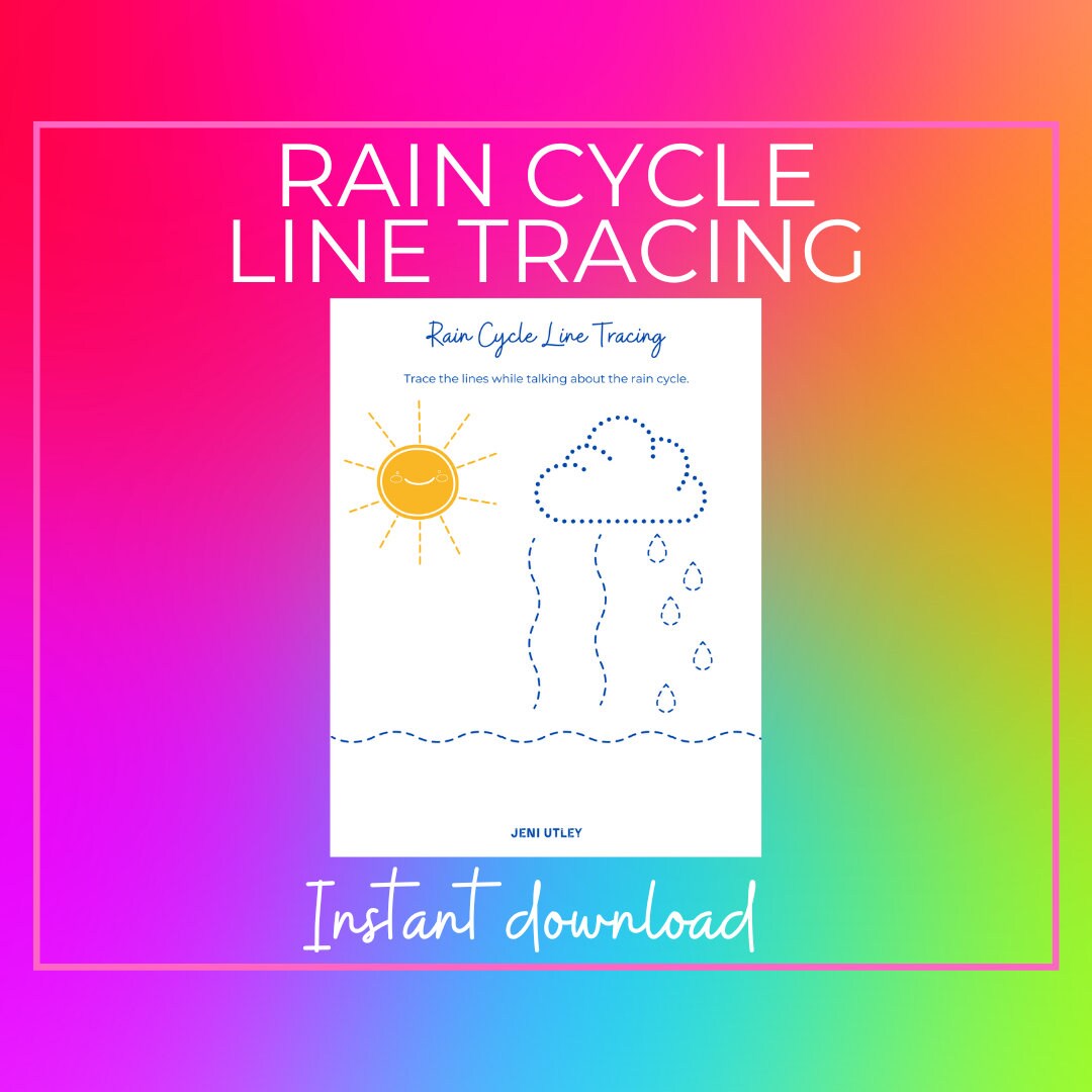 Rain Cycle Line Tracing | Pre Writing | Unit Study | Preschool | Clouds ...