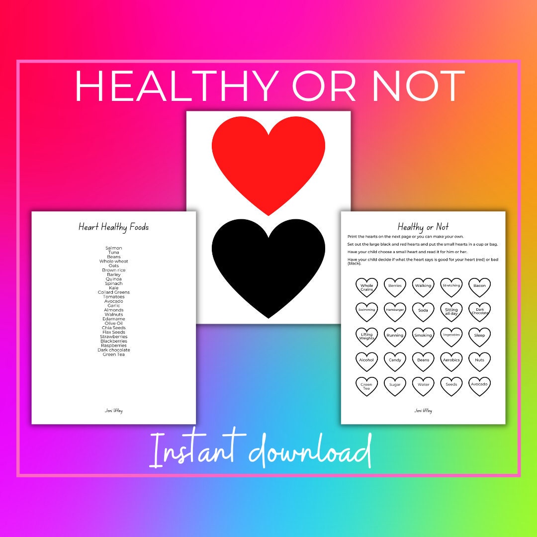 Healthy or Not | Heart Healthy | Heart Unit Study | Preschool Printable ...