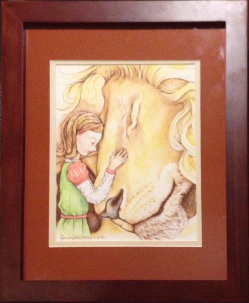 Aslan and Lucy Narnia Print - Etsy