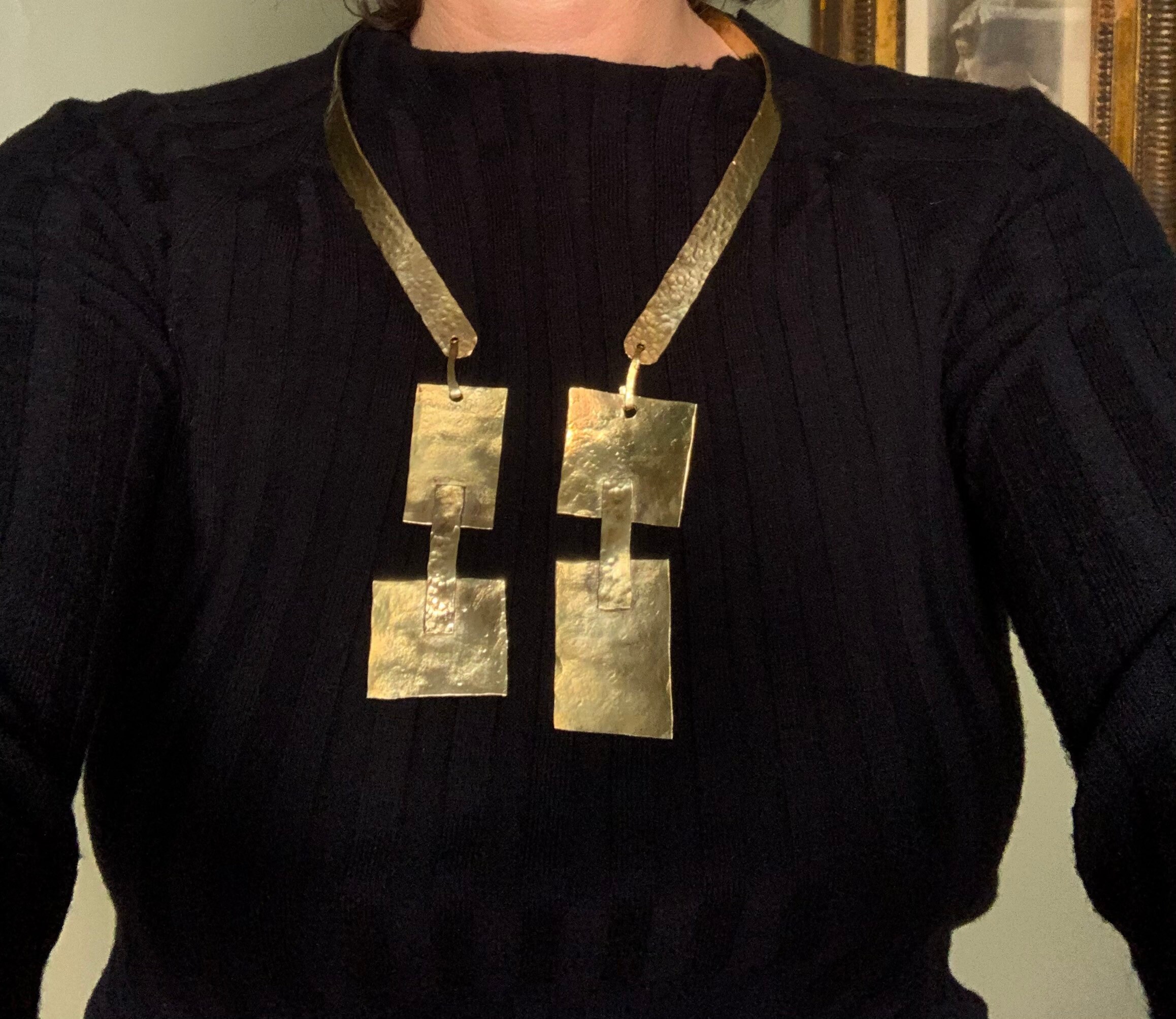 Pectoral Necklace Artist Design Jewels Dore Gold France Paris Hammered ...