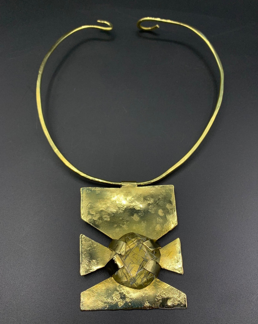 Pectoral Necklace Artist Design Jewels Dore Gold France Paris Hammered ...
