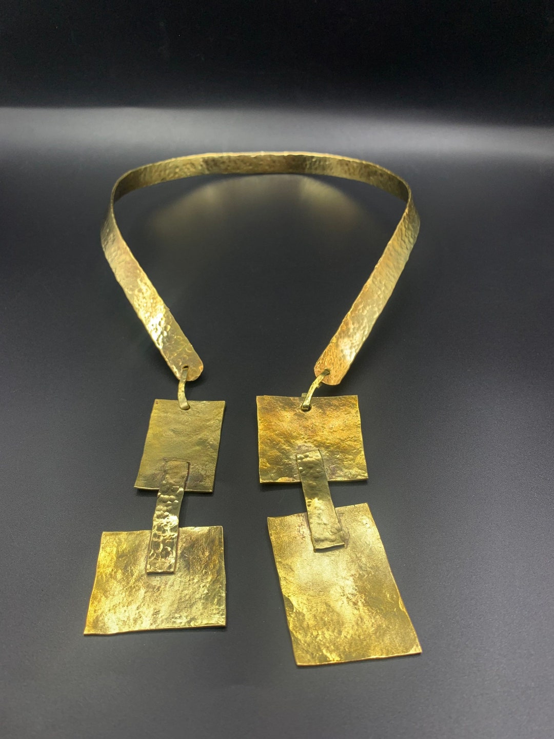 Pectoral Necklace Artist Design Jewels Dore Gold France Paris Hammered ...