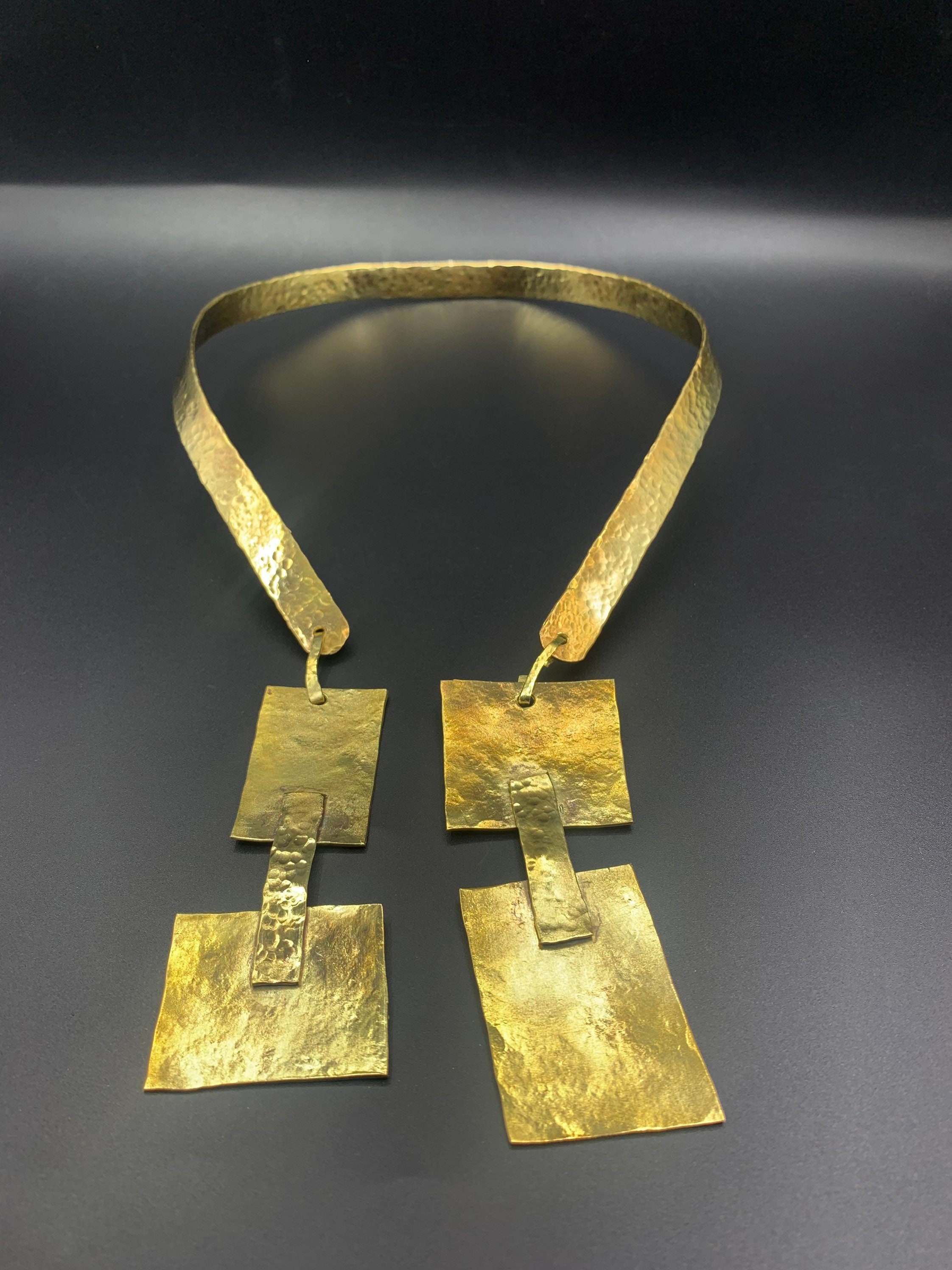 Pectoral Necklace Artist Design Jewels Dore Gold France Paris Hammered ...