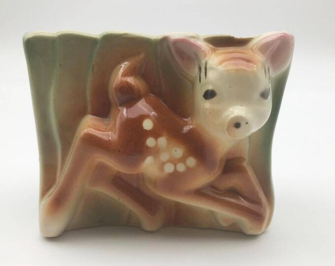 Vintage MCM Ceramic Deer Planter - Etsy