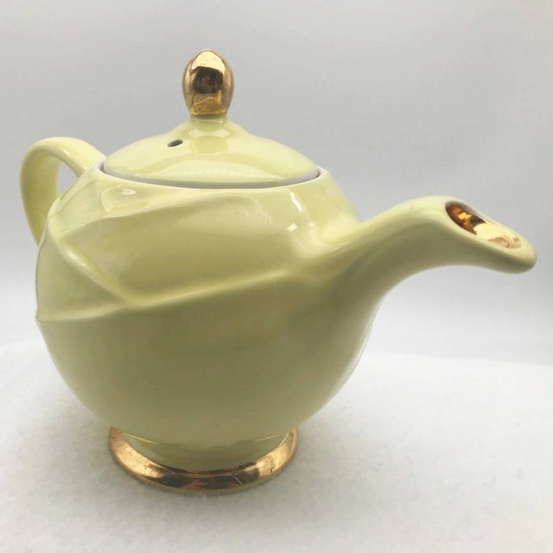 Vintage MCM Hall Pale Yellow Teapot - Etsy
