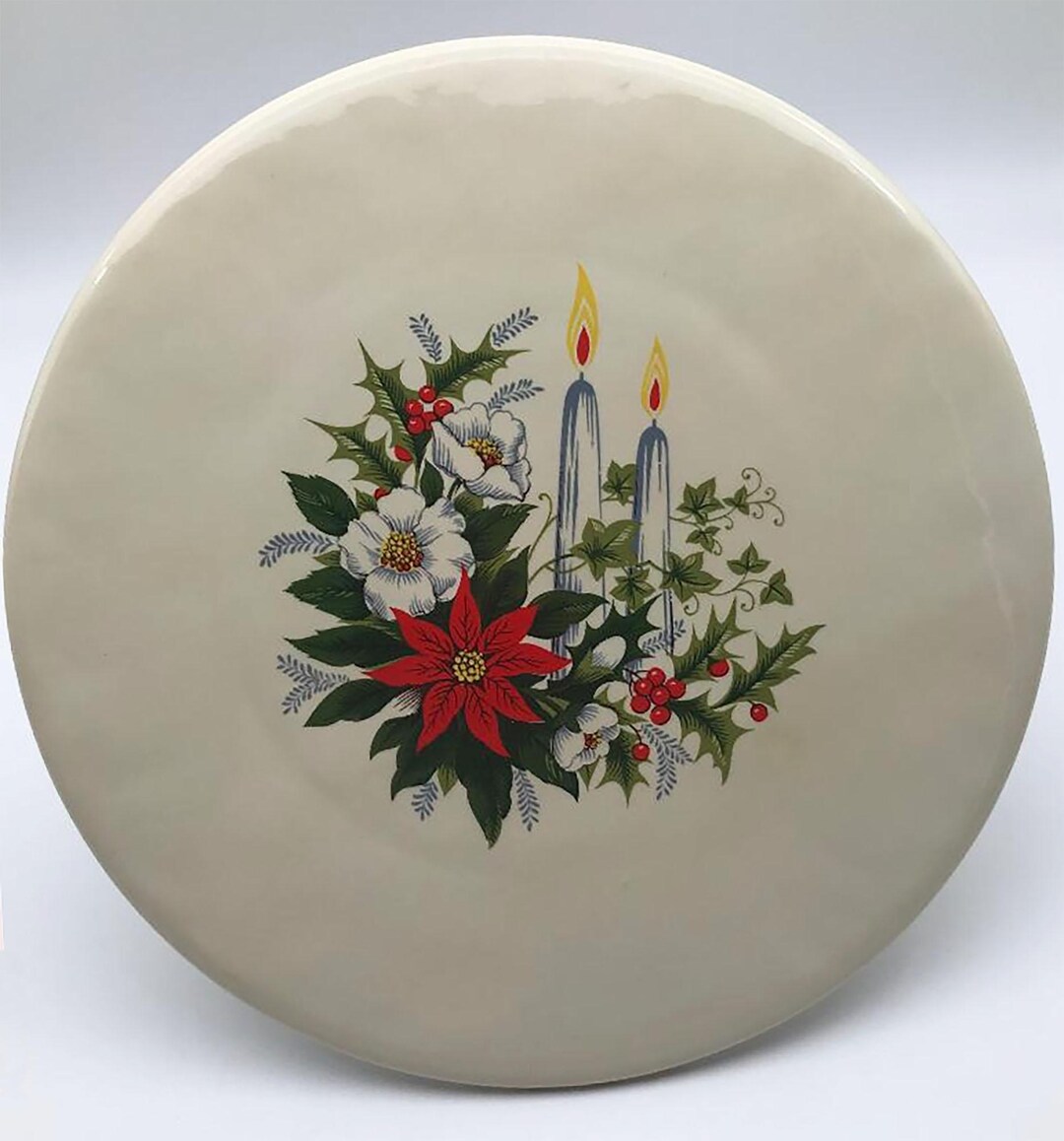 Vintage Ceramic Christmas Footed Cake Plate - Etsy