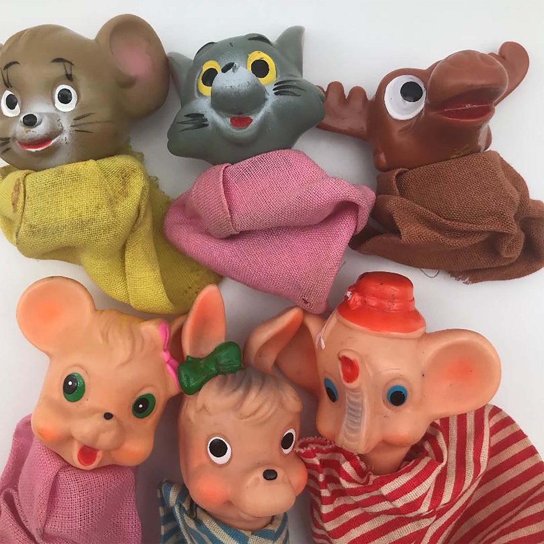 Vintage Rubber Head Finger Puppets Lot of 6 - Etsy