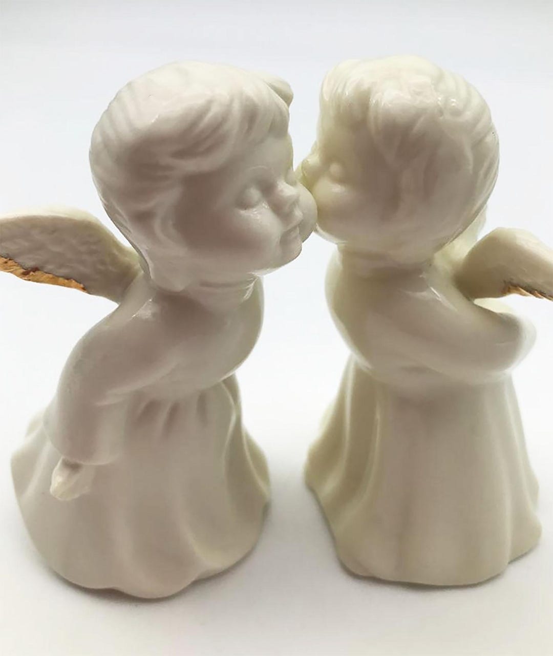 Porcelain Kissing Angel Figurines - Etsy