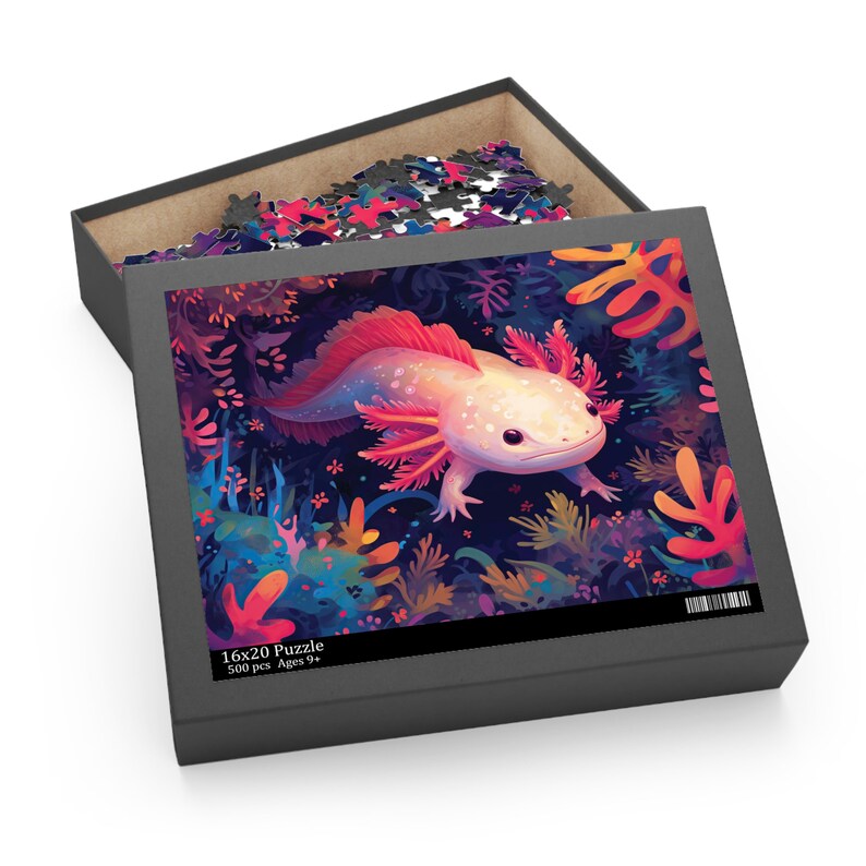 Axolotl Colorful Art Puzzle Whimsical Bright Nature Ocean Life Painting ...