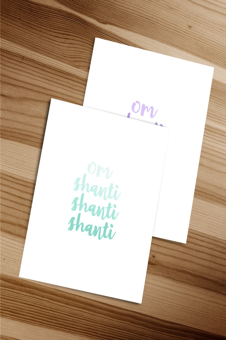 Om Shanti Sanskrit Mantra - Instant Downloads - Ombre Aqua and Ombre ...