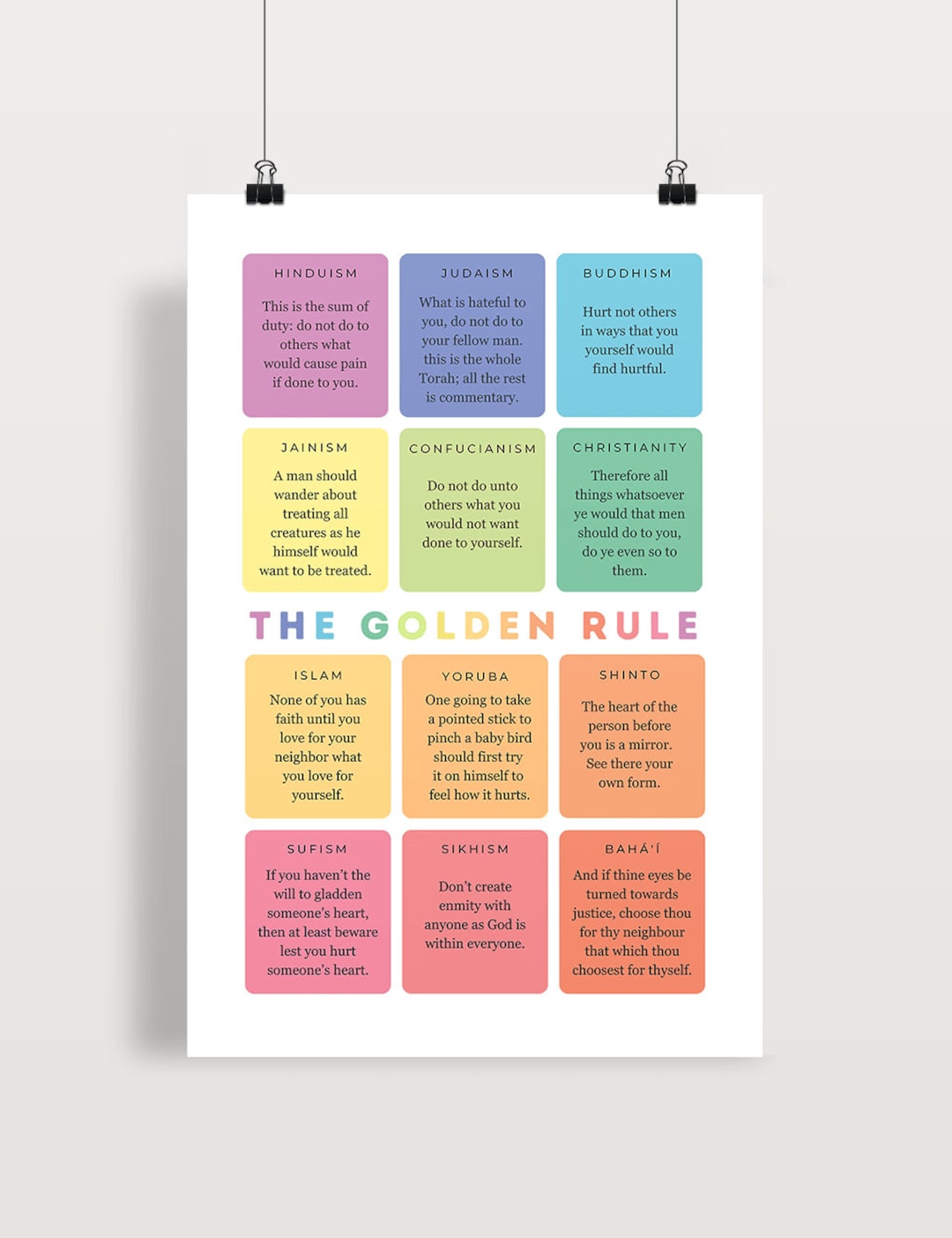 Golden Rule Poster Printables Rainbow Colorful Wall Art Instant ...