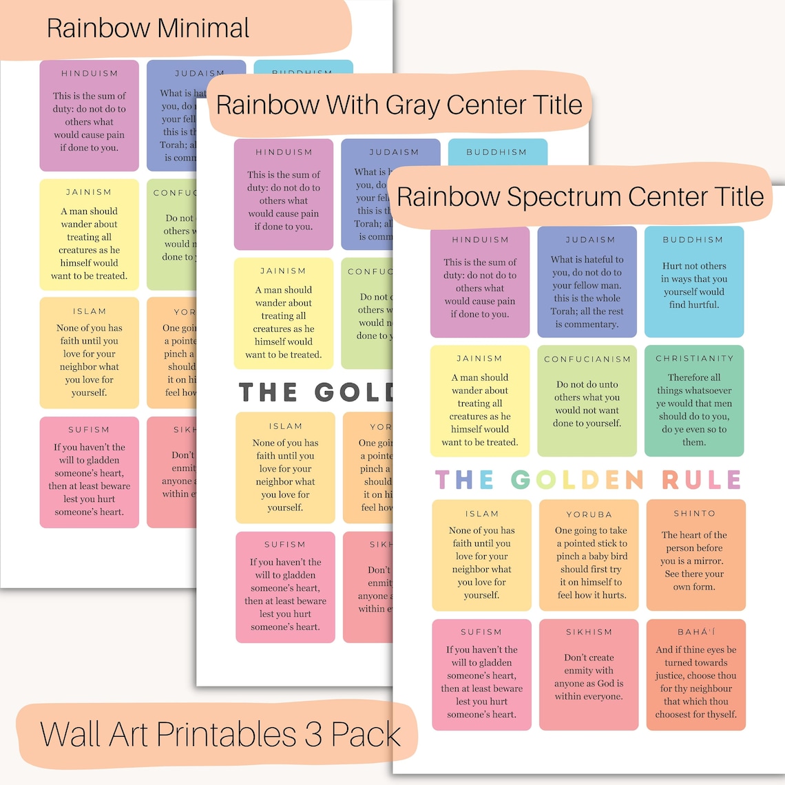 Golden Rule Poster Printables Rainbow Colorful Wall Art Instant ...