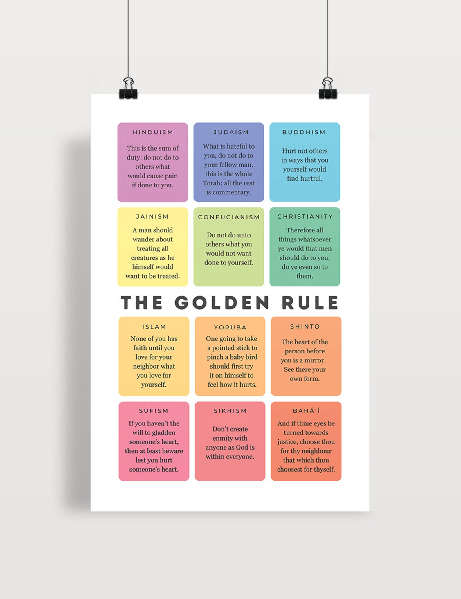 Golden Rule Poster Printables Rainbow Colorful Wall Art Instant ...