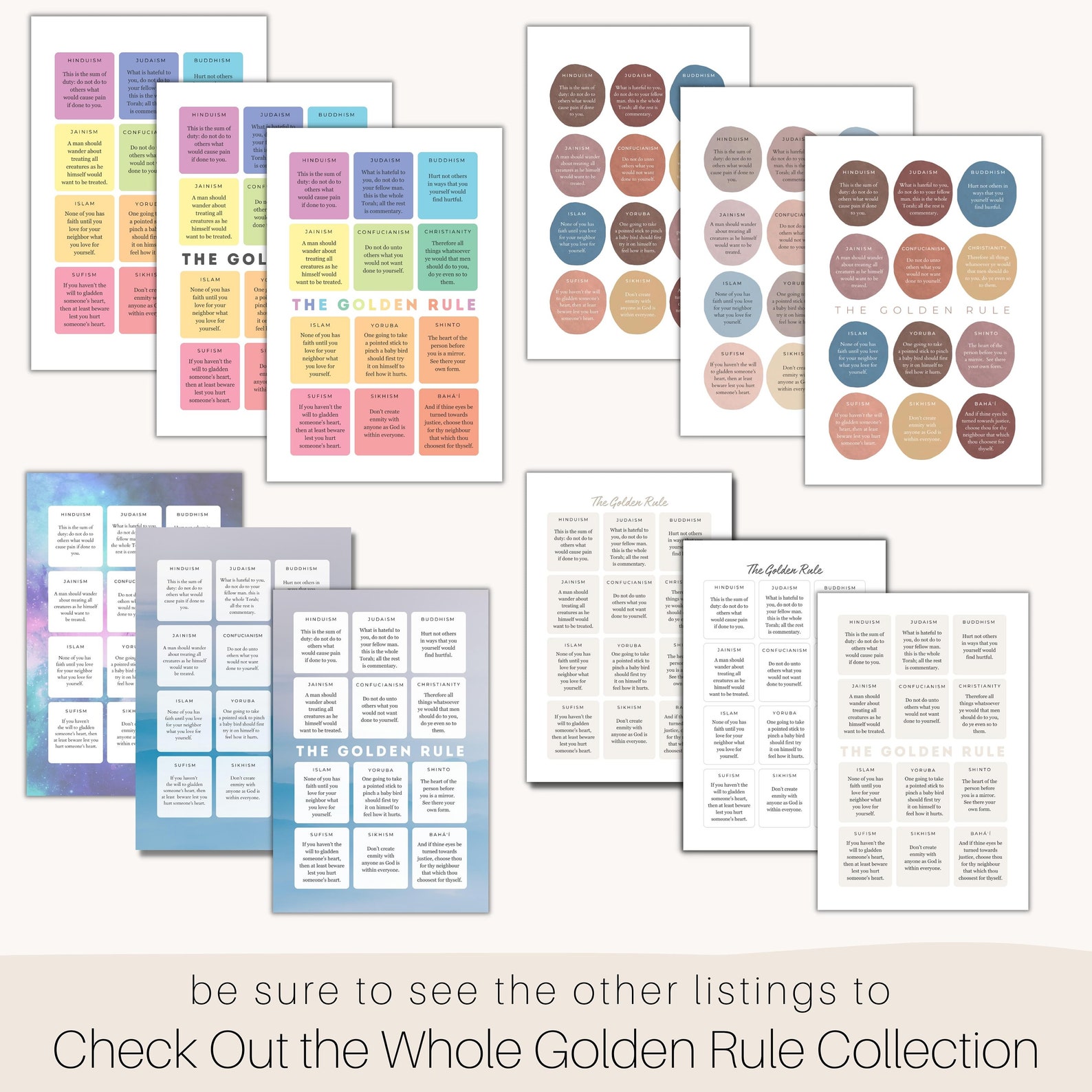 Golden Rule Poster Printables Rainbow Colorful Wall Art Instant ...